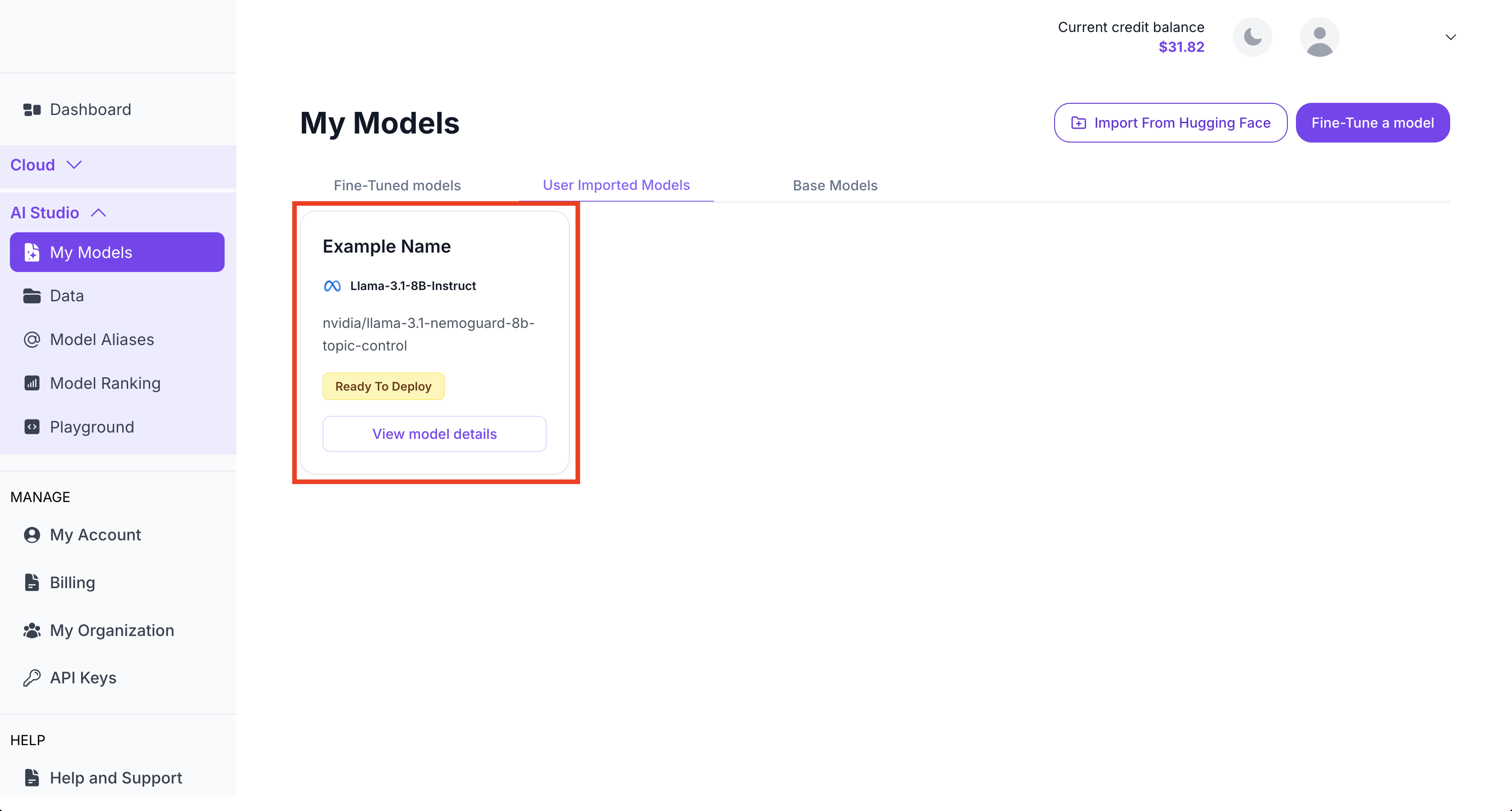 Successfully imported model