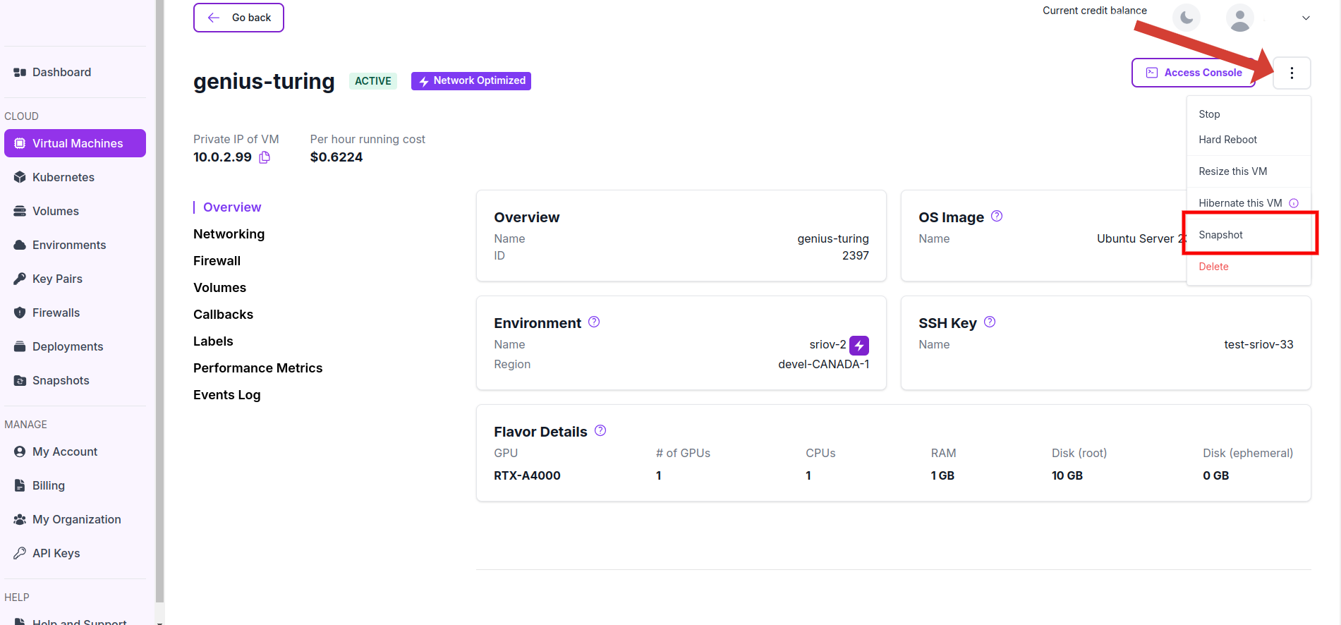 Hyperstack VM state modification UI